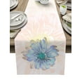 Blue Golden Flower Abstract Table Runner Wedding r Dining Table Runner ...