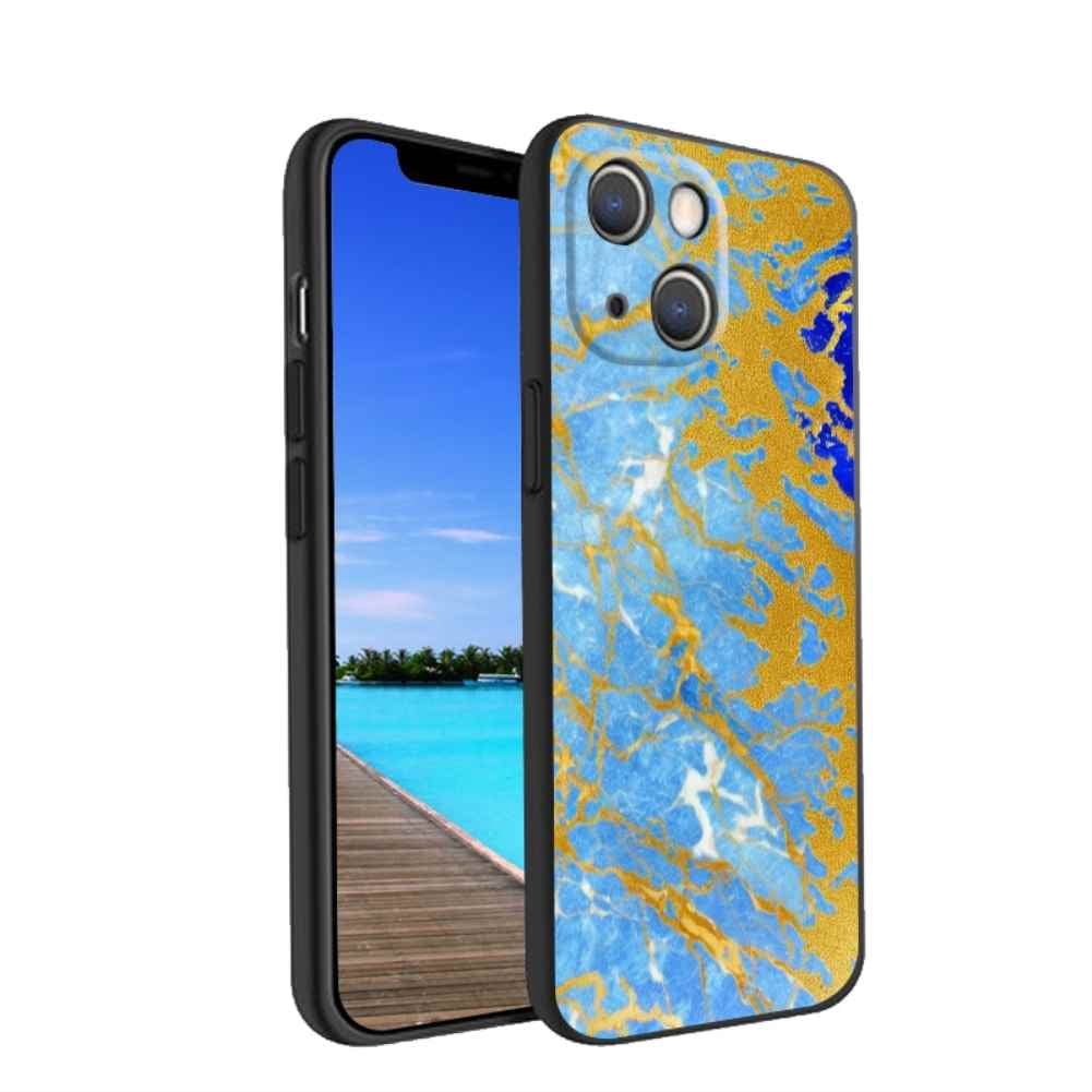 Blue-Golden-Marble phone case for iPhone 13 for Women Men Gifts,Soft ...
