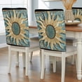 Blue Golden Sun Chair Back Covers, Vintage Abstract Art Retro Removable ...