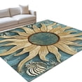 Blue Golden Sun Washable Rug 4x6 Area Rug for Living Room Bedroom Non ...