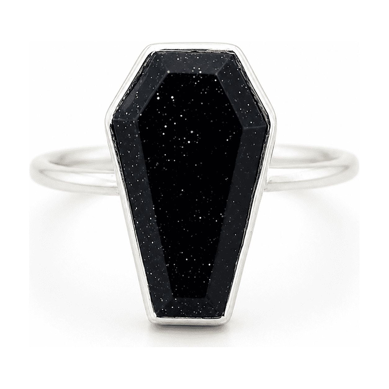 Blue Goldstone Coffin Ring, 925 Sterling Silver Jewelry, Celestial ...