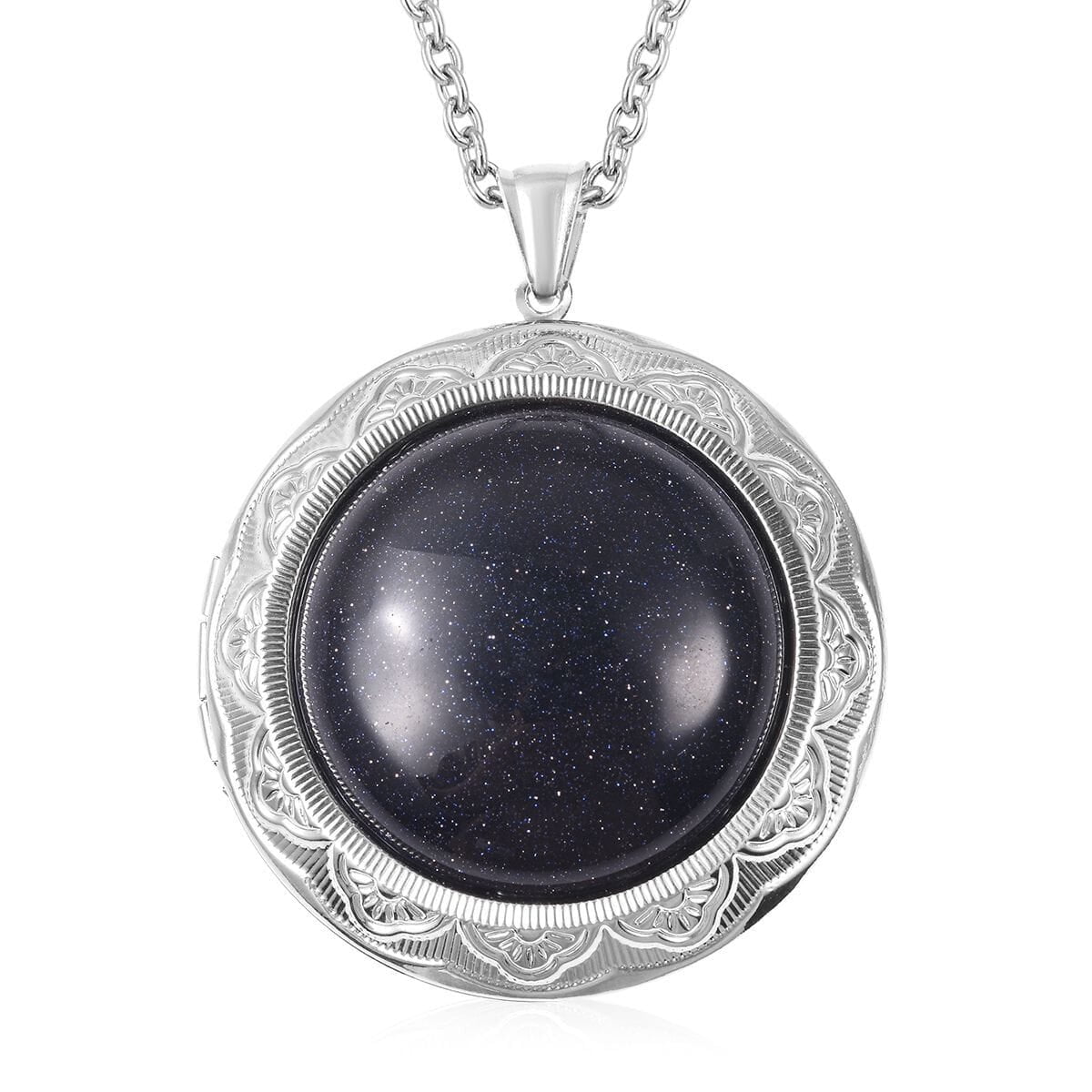 Blue Goldstone Necklace for Women Jewelry Stainless Steel Chain 24 ...