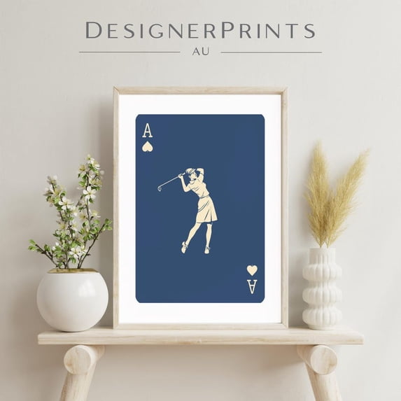 Blue Golf Ace Card Print, Ralph Lauren Wall Art, Ladies Golf Poster ...