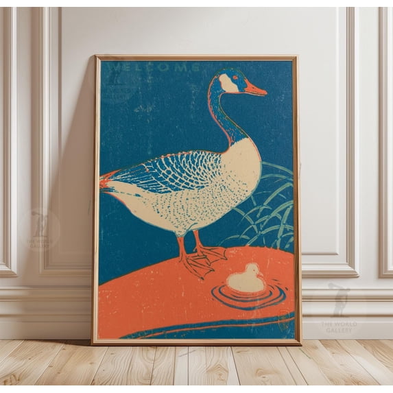 Blue Goose Poster, Vintage Bird Art Print, Paper Physical Wall Art ...