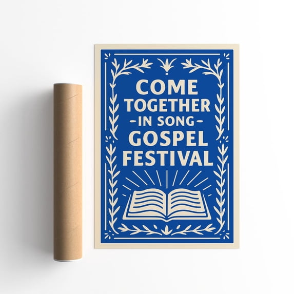 Blue Gospel Festival Christian Music Decor Poster, Stretched Canvas ...