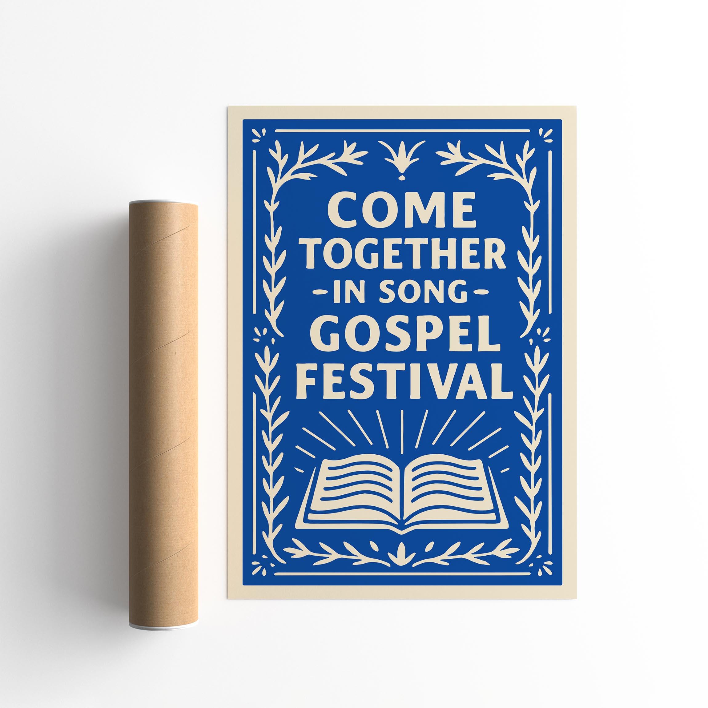 Blue Gospel Festival Poster, Christian Music Wall Art, Inspirational ...