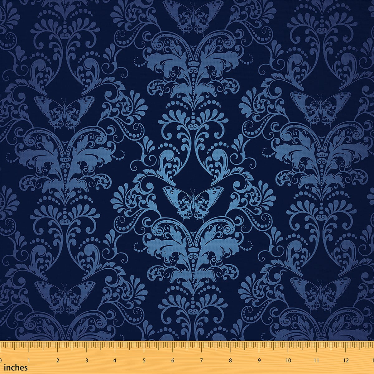 Blue Gothic Spooky Decorative Fabric For Adults Men,Sugar Skull Damask ...