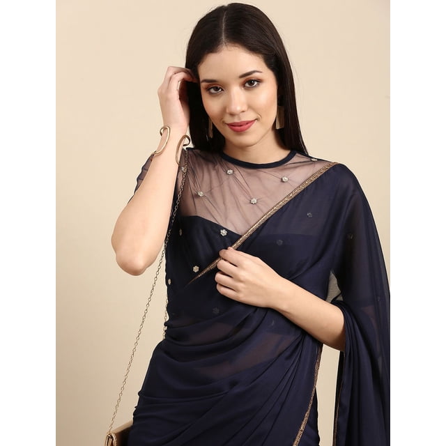 Blue Gotta Patti Silk Blend Saree - 15983250 - Walmart.com