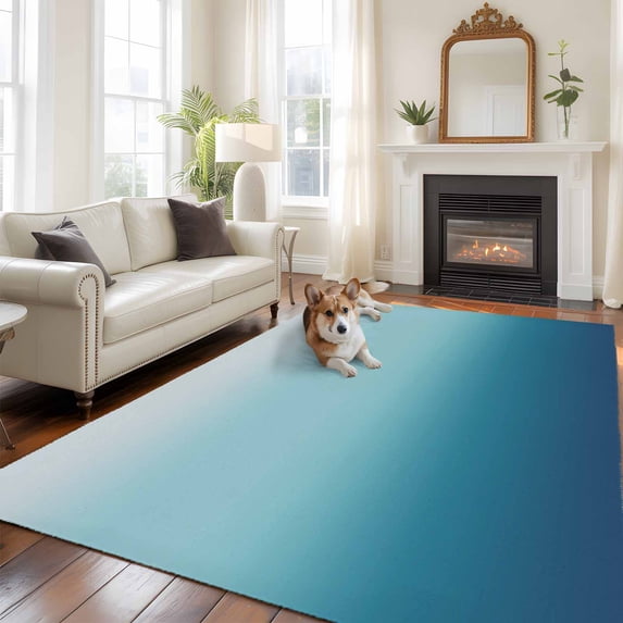 Blue Gradient 5x7 Area Rugs for Living Room, Non Slip Floor Mat ...