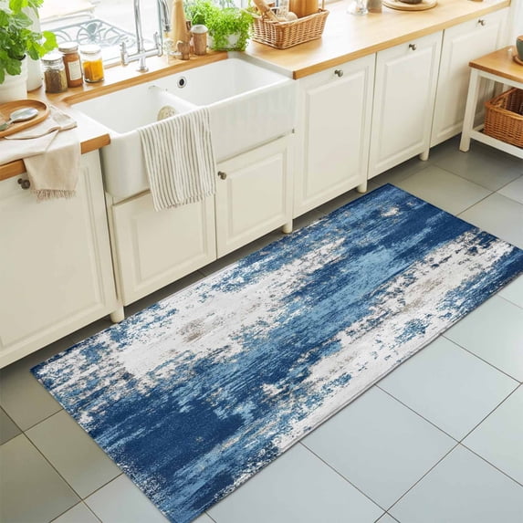 Blue Gradient Abstract Art Rectangle Area Rug 2x6ft,Living Room Rug Non ...