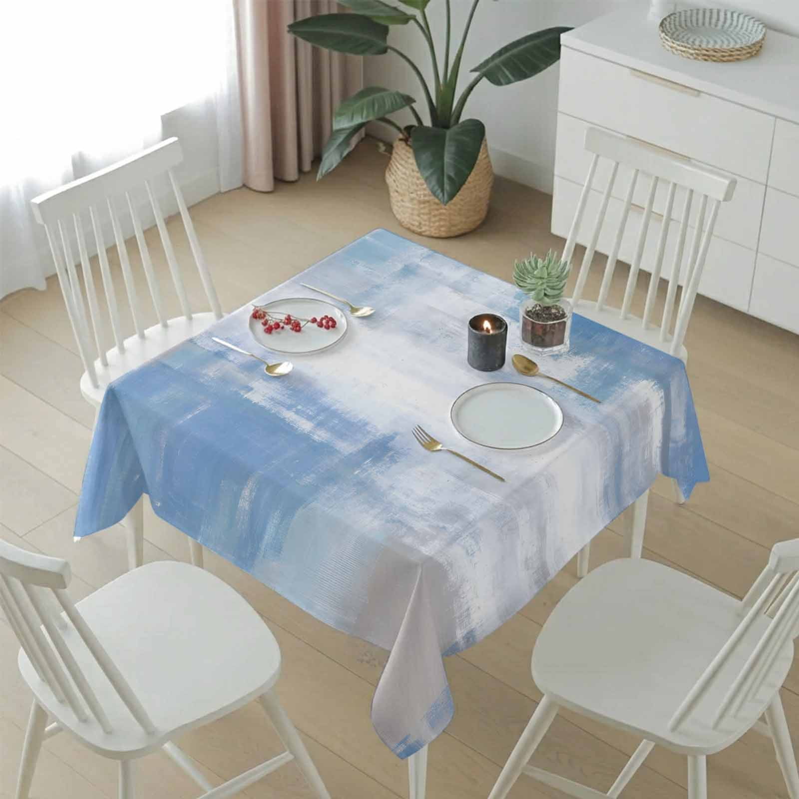 Blue Gradient Abstract Oil Painting Art Table Cloth 54x54in, Waterproof ...