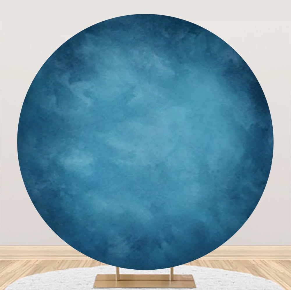 Blue Gradient Abstract Solid Color Round Backdrop Adult Birthday ...