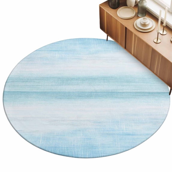 Blue Gradient Area Rugs 3' (Round) Summer Floor Rug Non Slip Low Pile ...