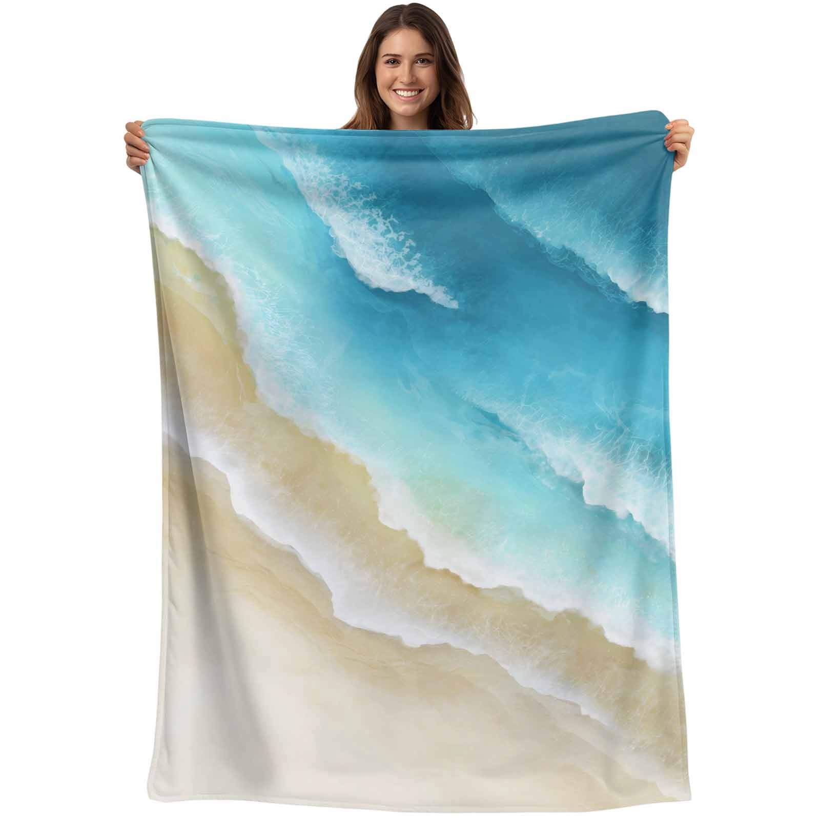 Blue Gradient Beach Blanket Soft Cozy Warm Throw Blanket for Couch ...