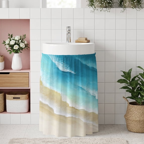 Blue Gradient Beach Small Sink Skirt 10''x11'', Watercolor Coastal ...