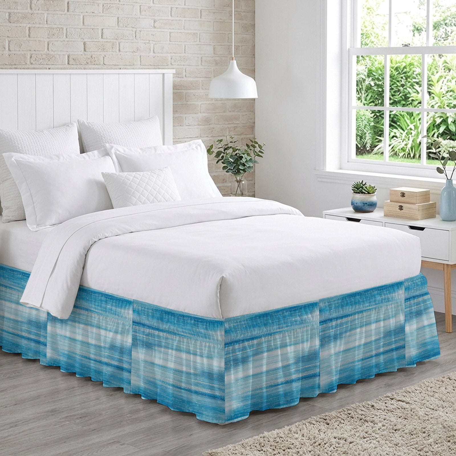 Blue Gradient Bed Skirt California King Size 16 Inch Drop, Minimalist ...