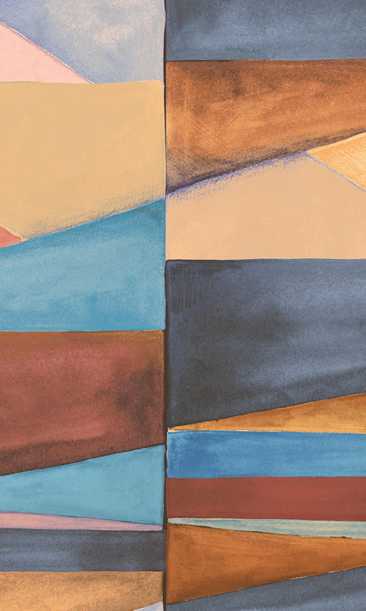 Blue Gradient Blocks Geometric Wallpaper, Double Roll, 57 sqft ...