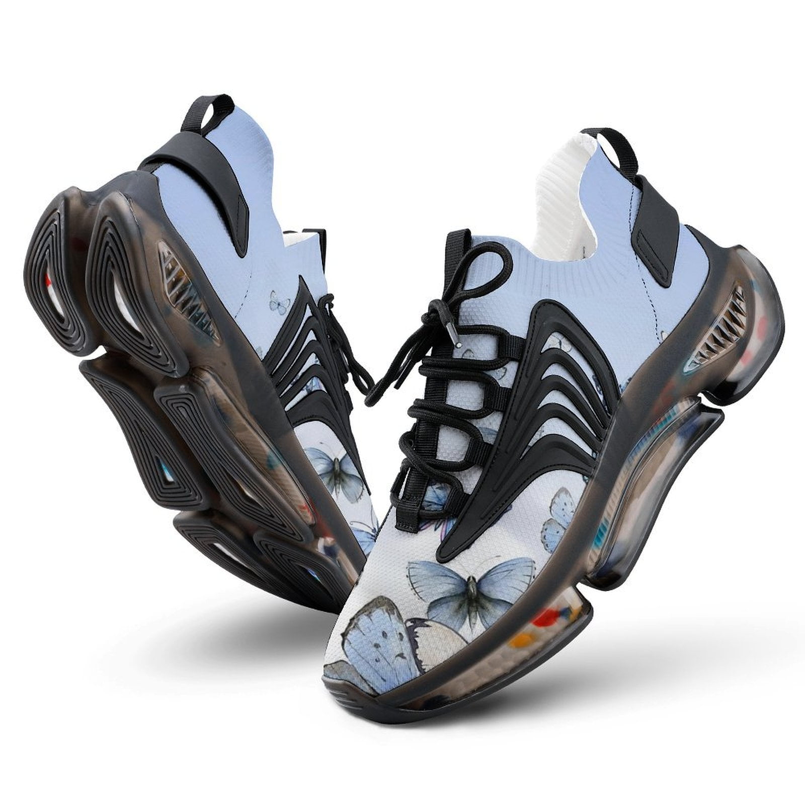 Blue Gradient Butterfly Walking Shoes for Men Woman Lightweight Tennis ...