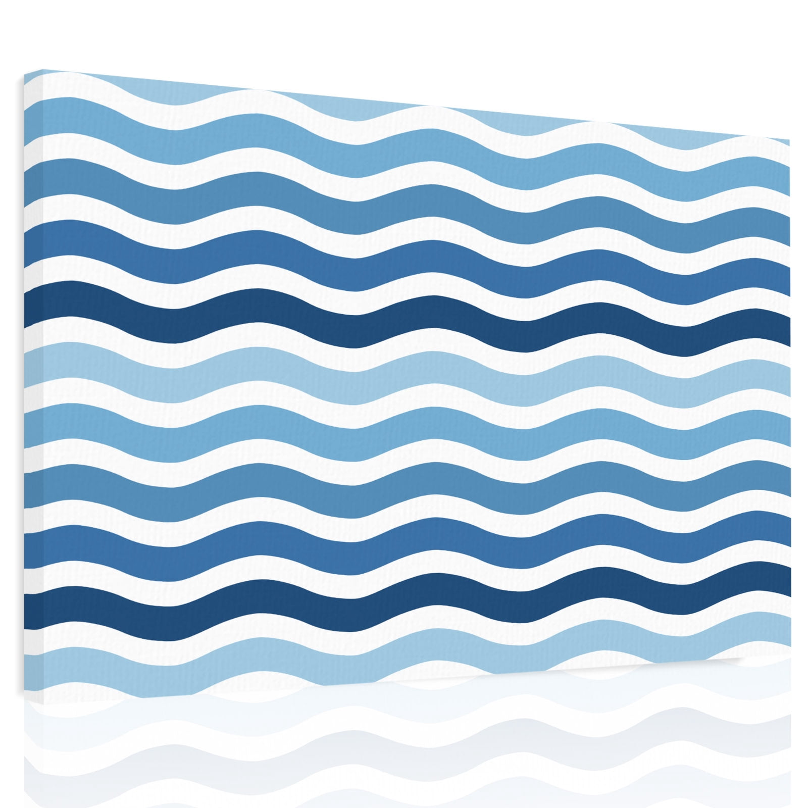 Blue Gradient Canvas Print Wall Art, Water Ripple Striped Modern Wall ...