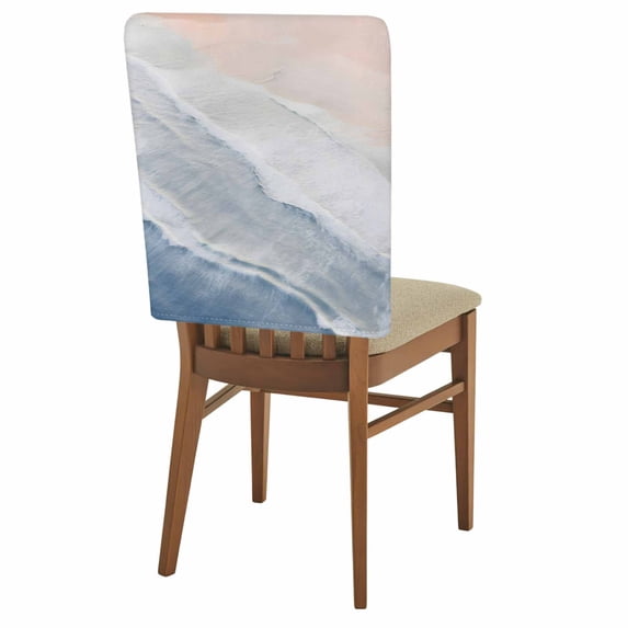Blue Gradient Chair Back Covers Set of 2, Sea Waves Sandy Beach Coastal ...