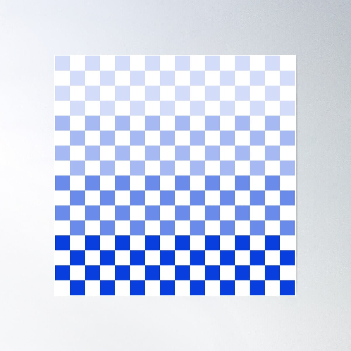 Blue Gradient Checkered Check Checkerboard Pattern Poster Wall Art, Modern Wall Decor For Living ...