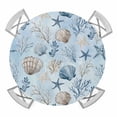 Blue Gradient Coastal Round Table Cover, Summer Coral Starfish Shell ...