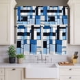 Blue Gradient Color Block Curtain Tier and Valance Set 3 Piece,Abstract ...