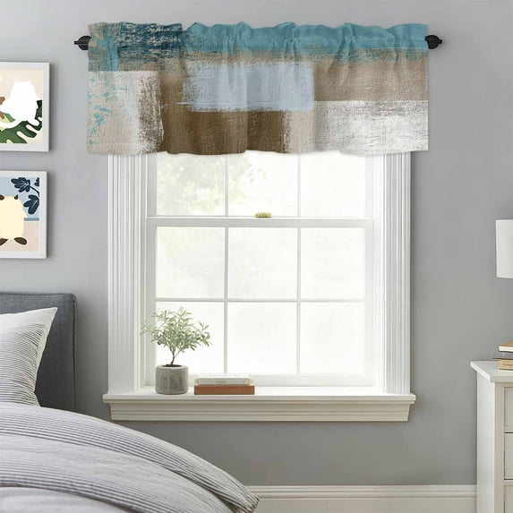 Blue Gradient Color Block Valances for Windows,Rod Pocket Valance for ...