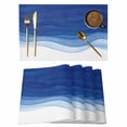 Blue Gradient Cotton Linen Placemats Set of 8, Watercolor Abstract Dark ...