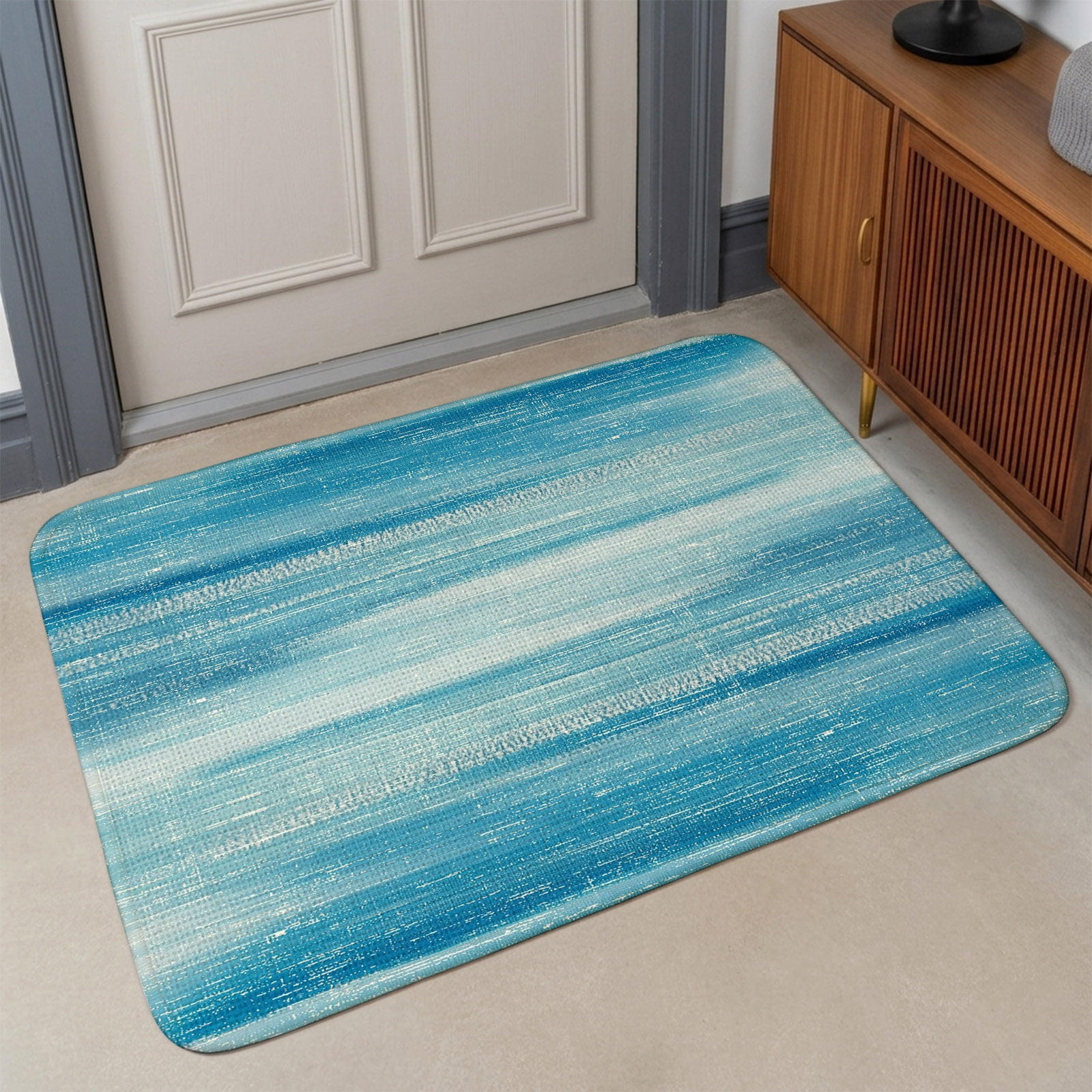 Blue Gradient Front Door Mat Indoor Entrance, Minimalist Sea Waves ...