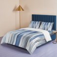 Blue Gradient Gray Stripe Queen Size Bed Set,Watercolor Oil Painting ...