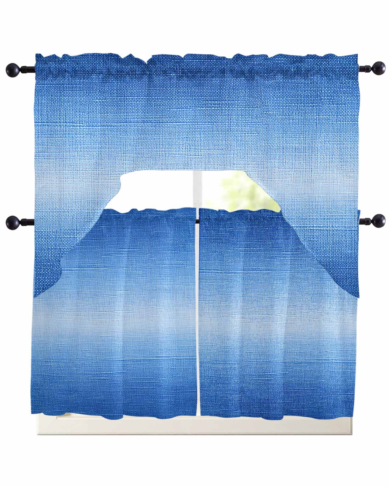 Blue Gradient Kitchen Curtains Swag Valance and Tier Curtains Set 24 ...