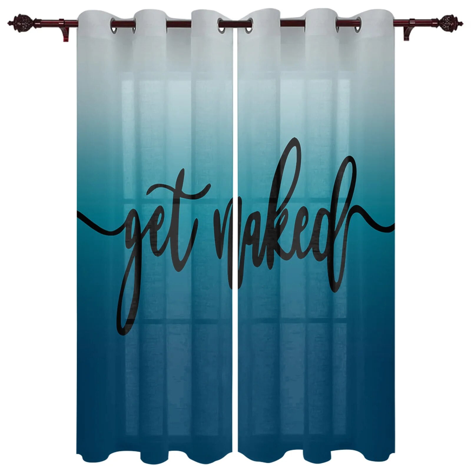 Blue Gradient Large Curtains For Living Dining Modern Simple Curtains ...