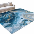Blue Gradient Marble Area Rug, Abstract Gold Ombre Wave Rock Texture ...