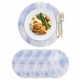 Blue Gradient Marble Leather Placemats Set of 4, 15 Inch, Golden Lines ...