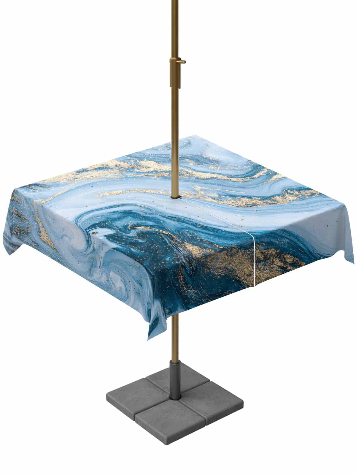 Blue Gradient Marble Square Outdoor Tablecloth with Umbrella Hole ...