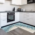 Blue Gradient Mosaic 2 Pieces Non-Slip Kitchen Mat Set, Grid Abstract ...