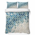 Blue Gradient Mosaic 3 Piece Quilt Bedding Set with 2 Pillow Shams ...