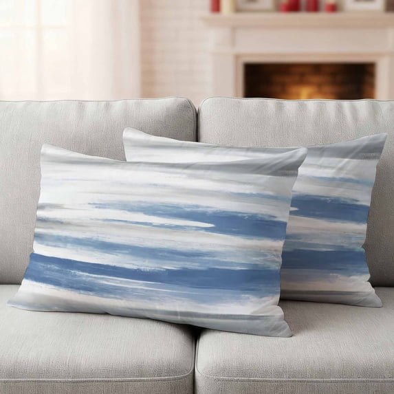 Blue Gradient Oil Painting Art Waterproof Throw Pillow Covers Set of 2 ...