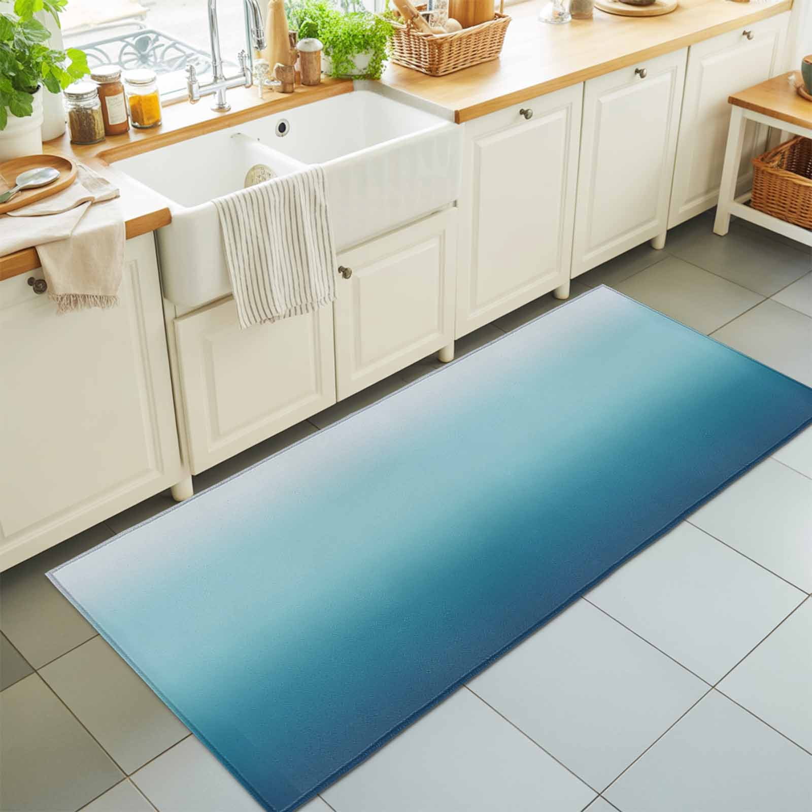Blue Gradient Ombre Rectangle Area Rug 2x6ft,Living Room Rug Non-Slip ...