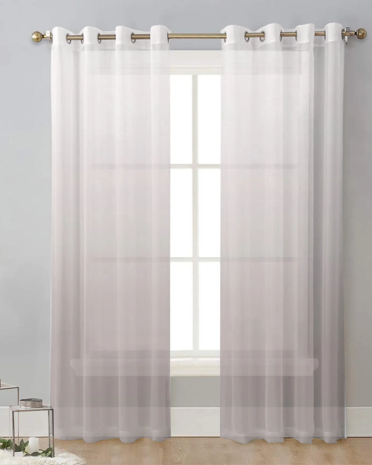 Blue Gradient Ombre Sheer Curtains For Living Room Window Screening Transparent Voile Tulle ...
