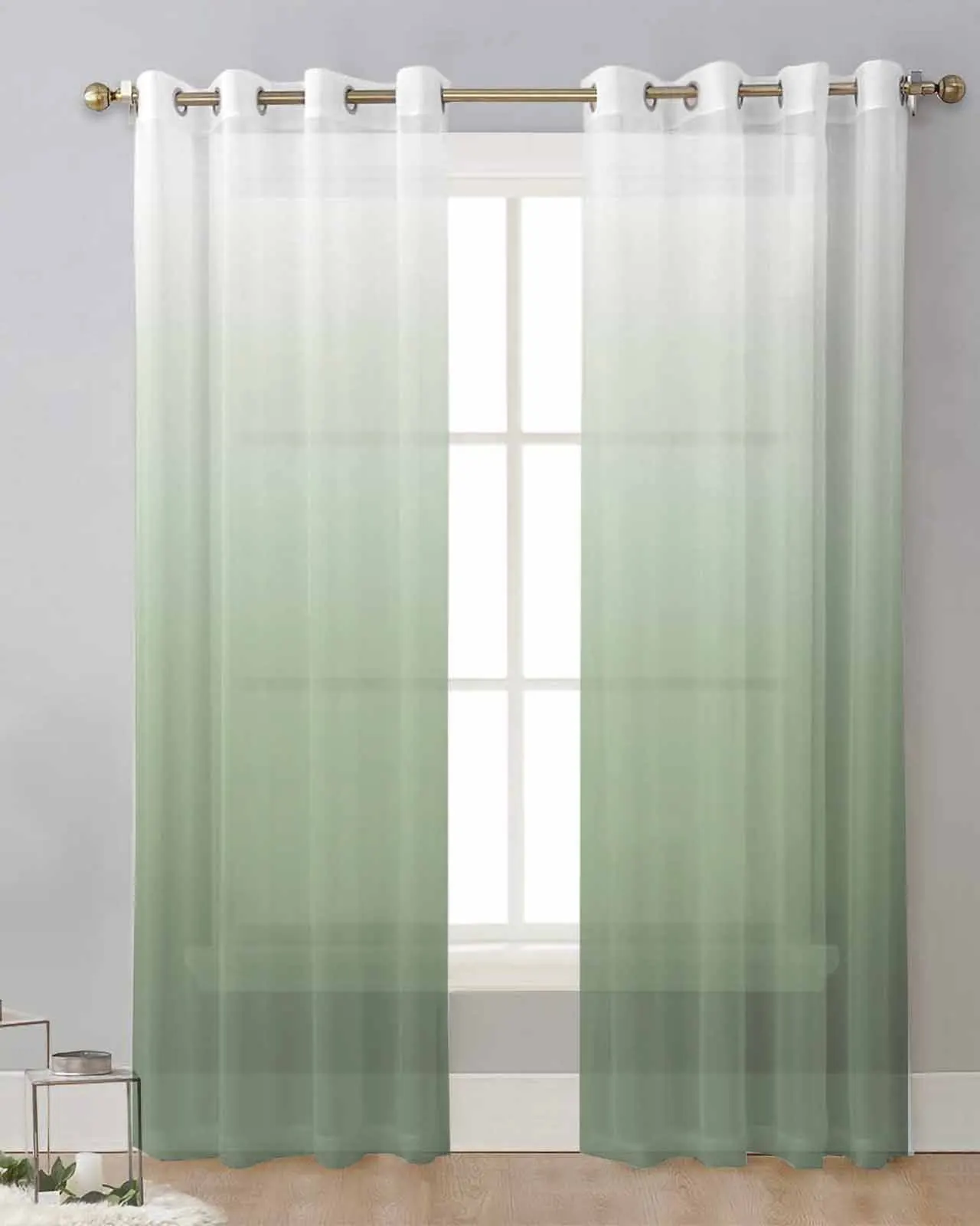 Blue Gradient Ombre Sheer Curtains For Living Room Window Screening ...