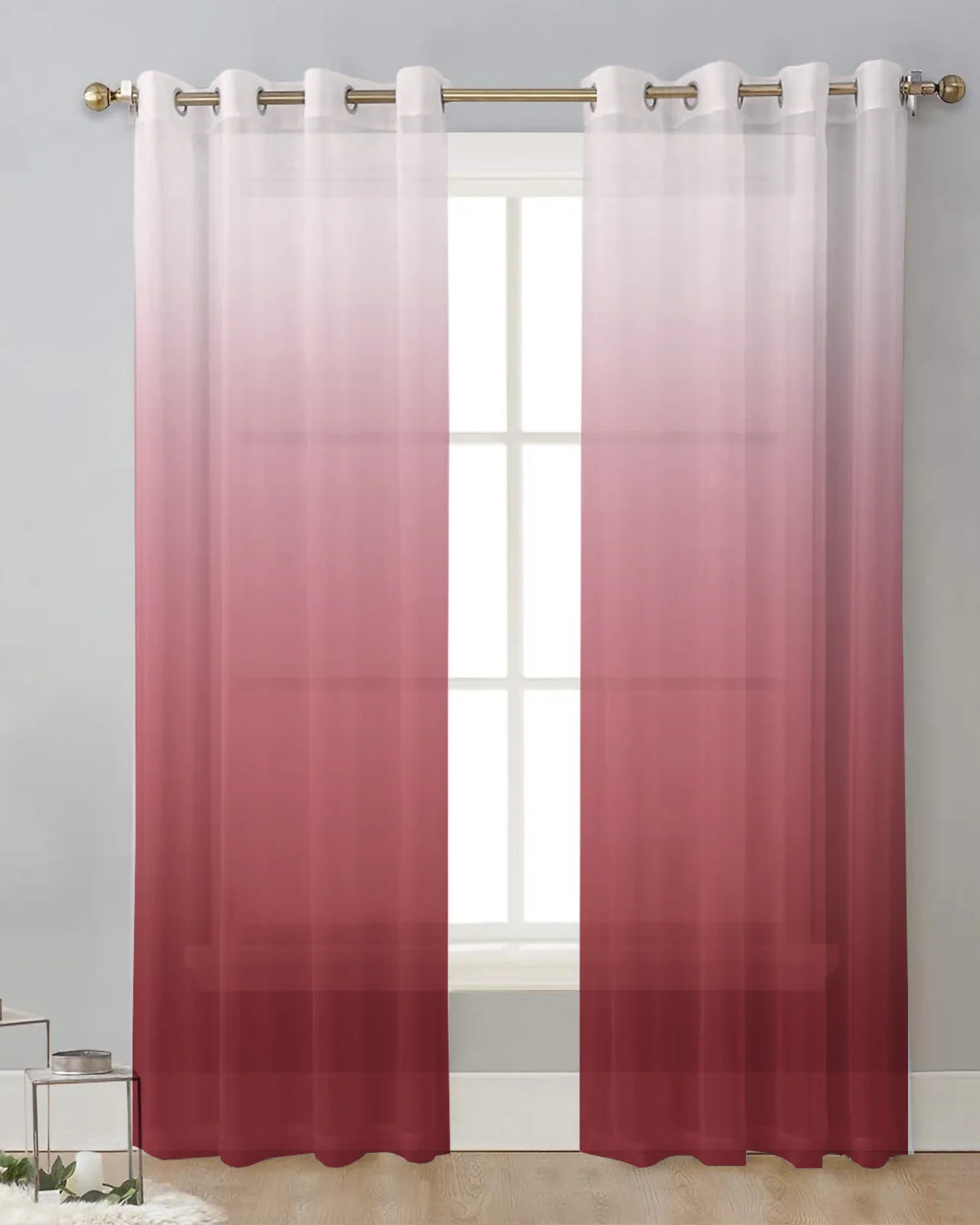 Blue Gradient Ombre Sheer Curtains For Living Room Window Screening ...