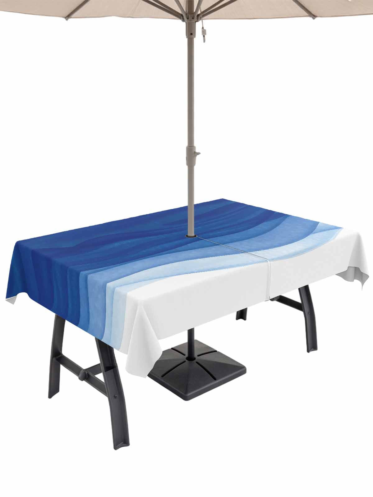 Blue Gradient Rectangle Outdoor Tablecloth with Umbrella Hole ...