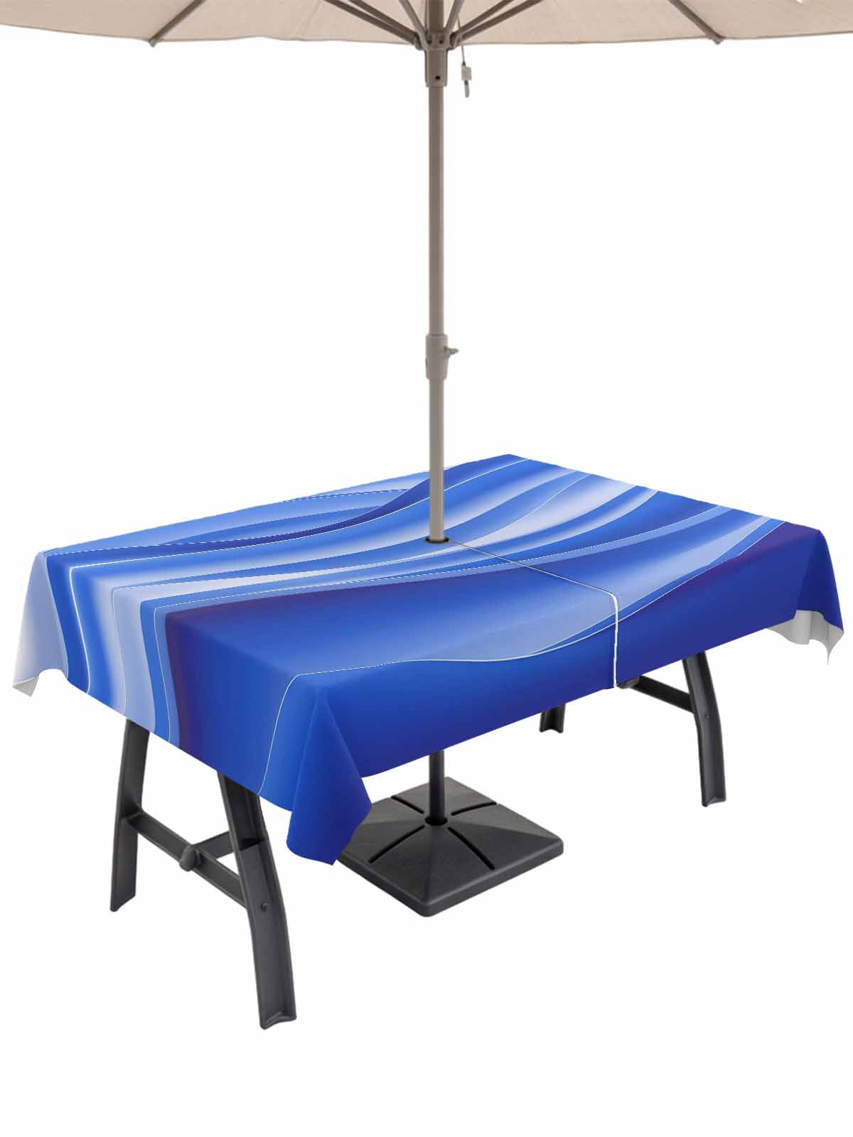 Blue Gradient Rectangle Outdoor Tablecloth with Umbrella Hole Fluid ...