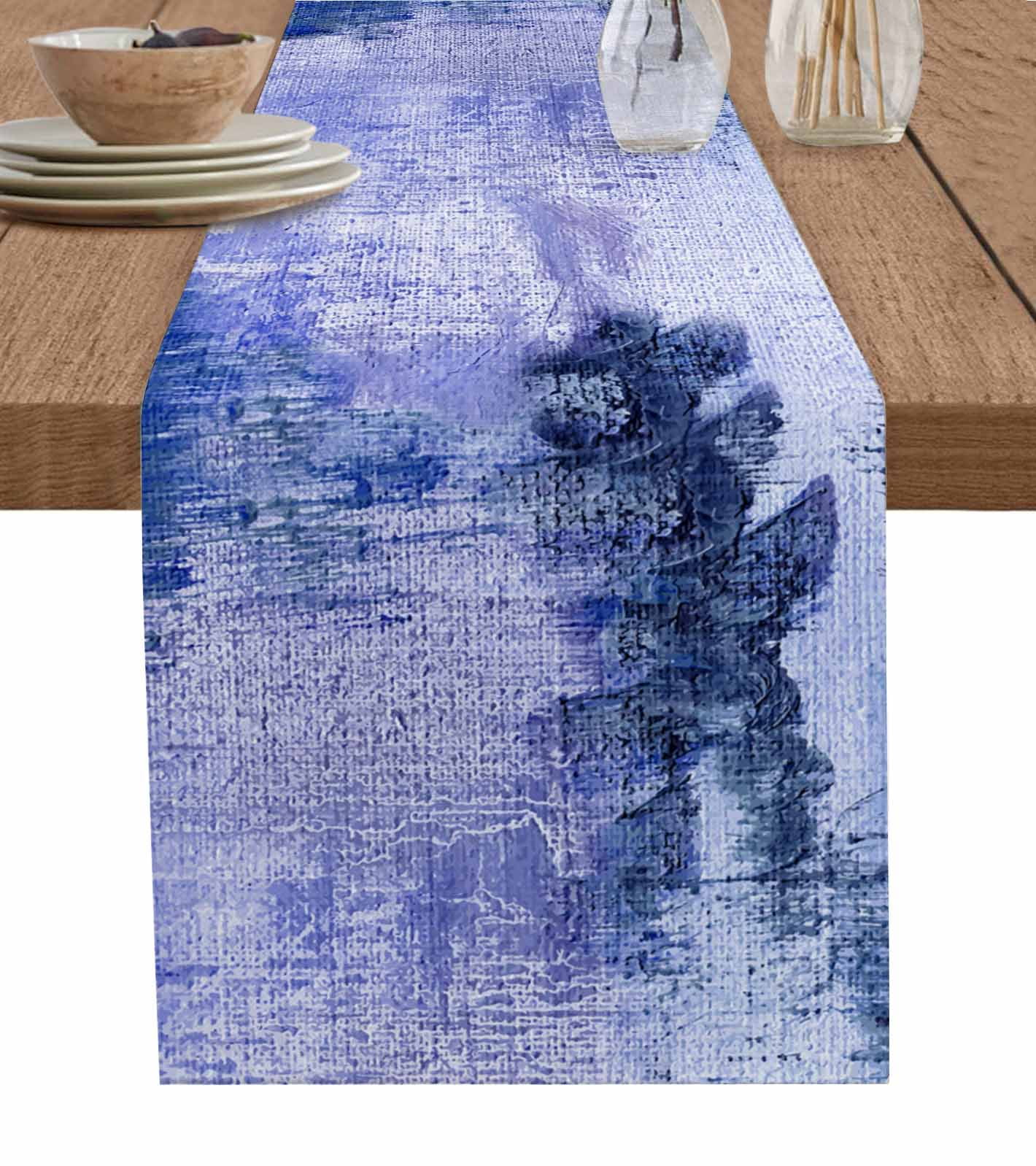 Blue Gradient Retro Country Style Table Runner Home Wedding Table Flag ...