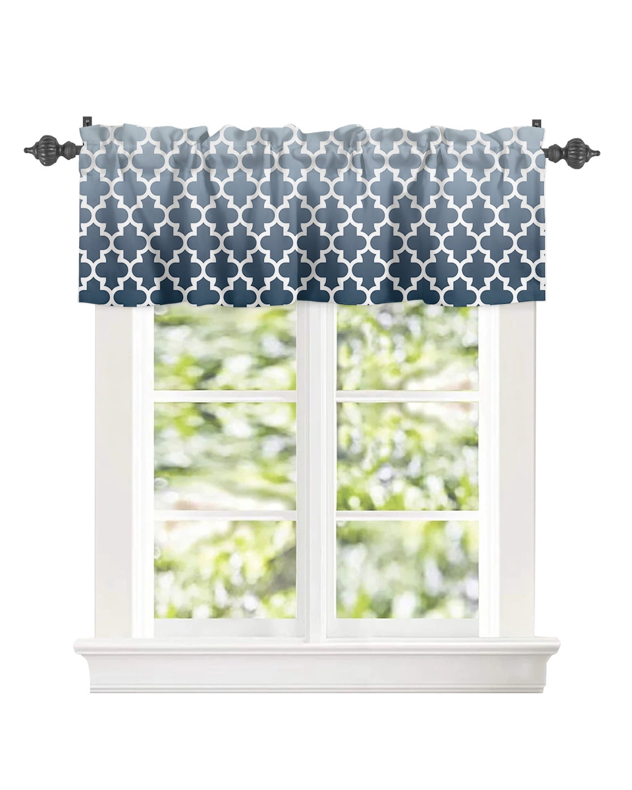 Blue Gradient Retro Moroccan Patterns Window Treatment Panel for Living ...