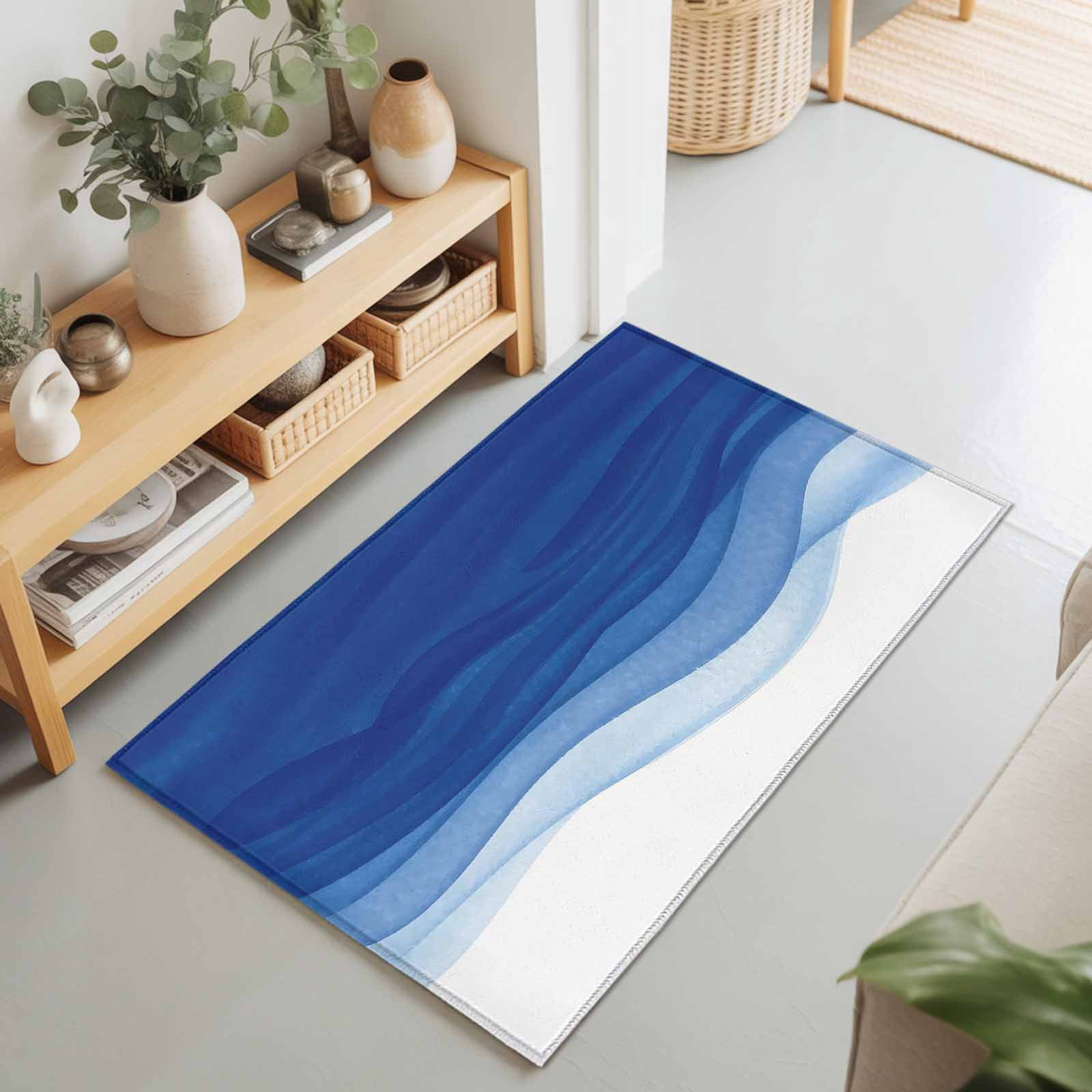 Blue Gradient Ripple Shadow Rectangle Rug 2'x3' Ombre Abstract ...