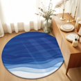 Blue Gradient Ripple Shadow Round Rug 3ft Ombre Abstract Geometric ...
