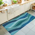 Blue Gradient Ripple Wave Rectangle Area Rug 2x6ft,Living Room Rug Non ...